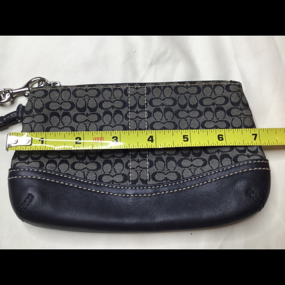Coach Mini Signature Gray & Black Wristlet - Gem